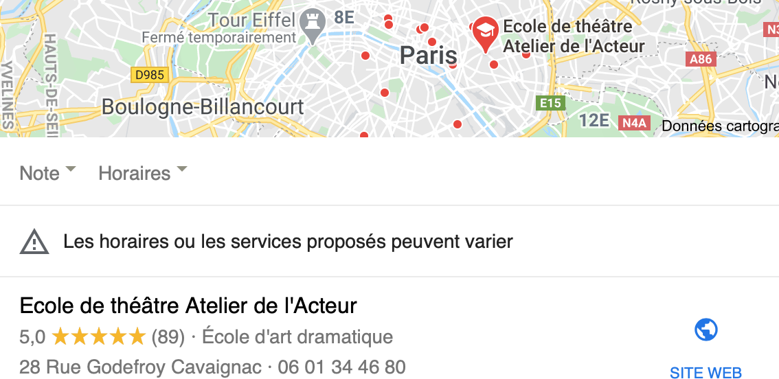 note AA – l'Atelier de l'Acteur